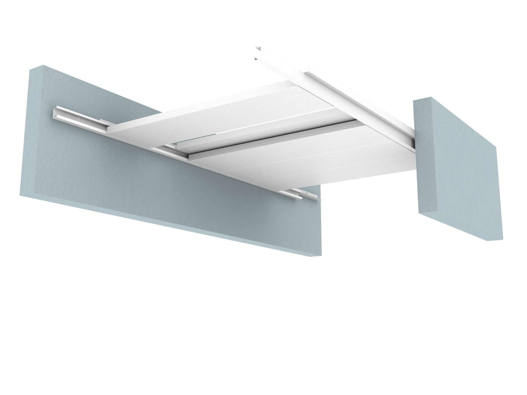 Plafond coulissant sur profil de rive apparent avec bac Translabac ...